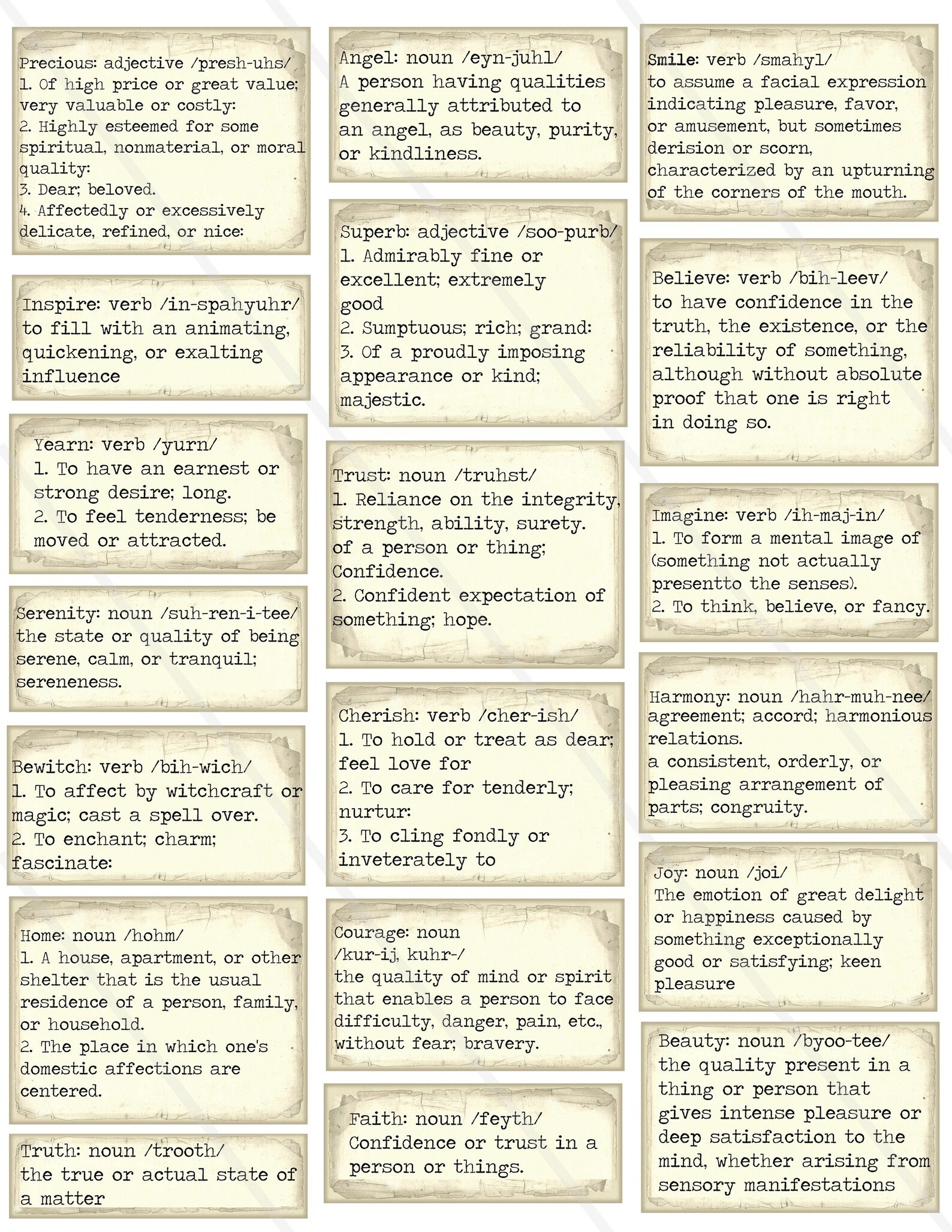 Dictionary Definitions Words Typewriter Font Junk Journal Words and ...