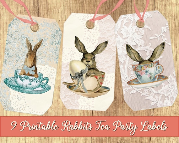 Easter Bunny Tags Printable Gift Tags Easter Rabbits Instant - Etsy