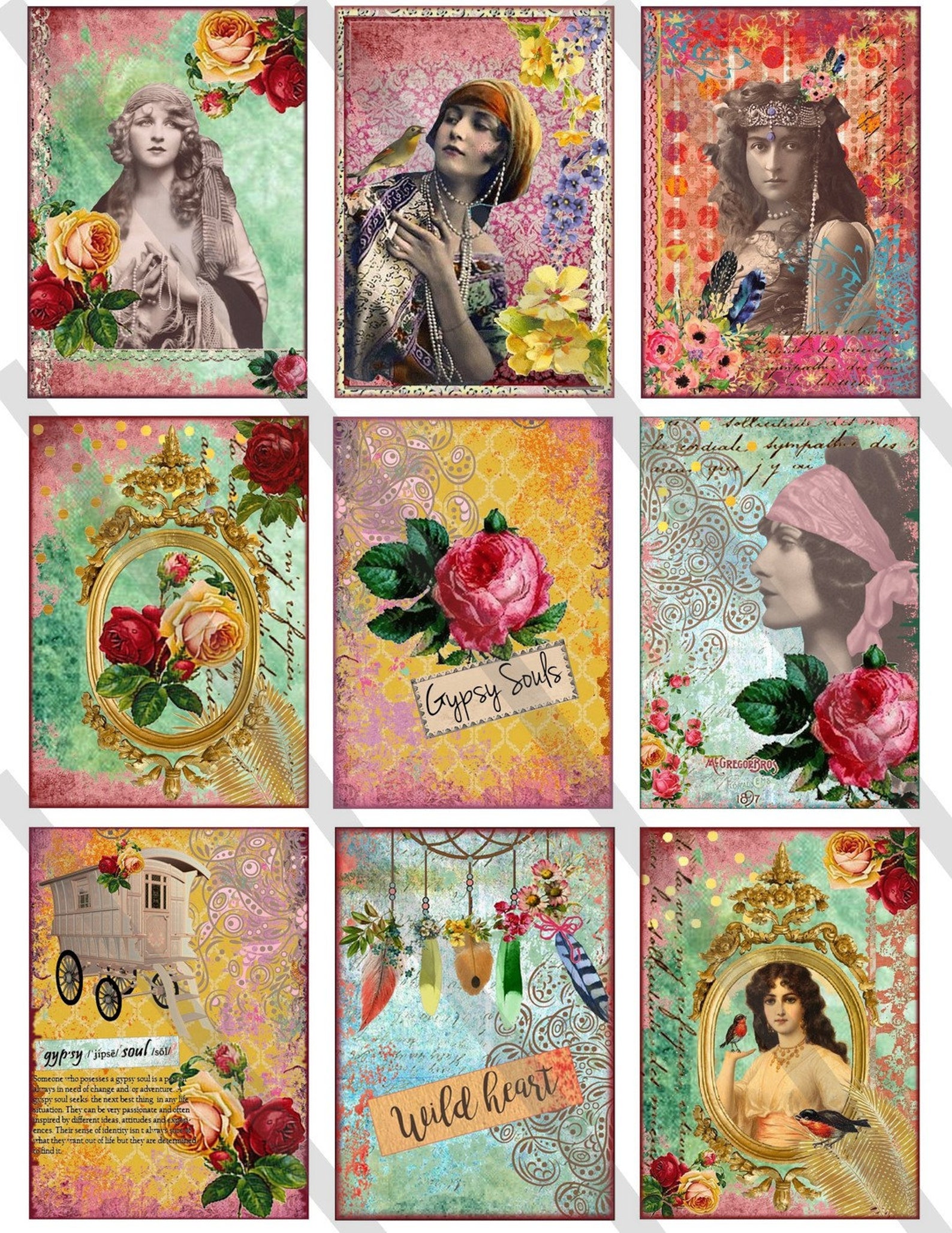 Boho Chicprintable Decoupage Paper Gypsy Ephemera Junk - Etsy