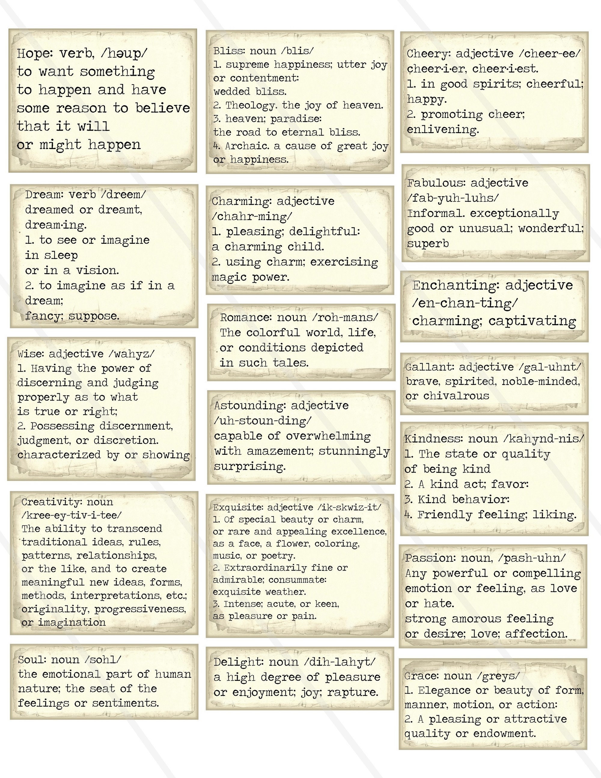 Dictionary Definitions Words Typewriter Font Junk Journal Words and ...