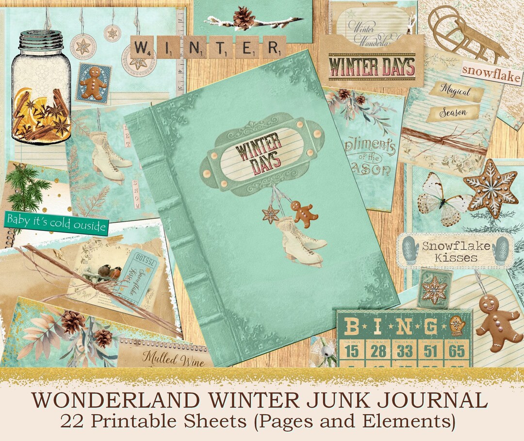 Winter Journal Kit, Vintage Holiday Junk Journal, Instant Download ...