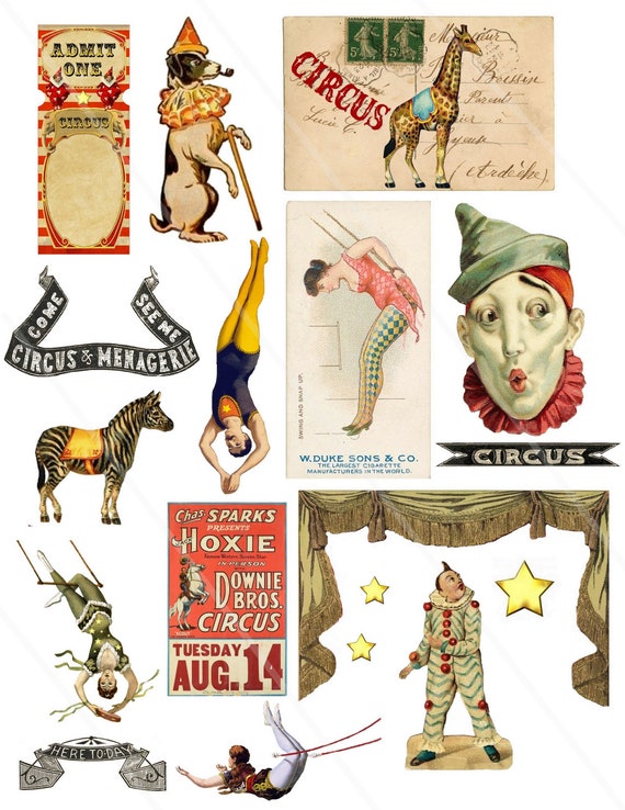 Vintage Sirkus Illustrasjoner Dekorative Vintage Zirkus Clown