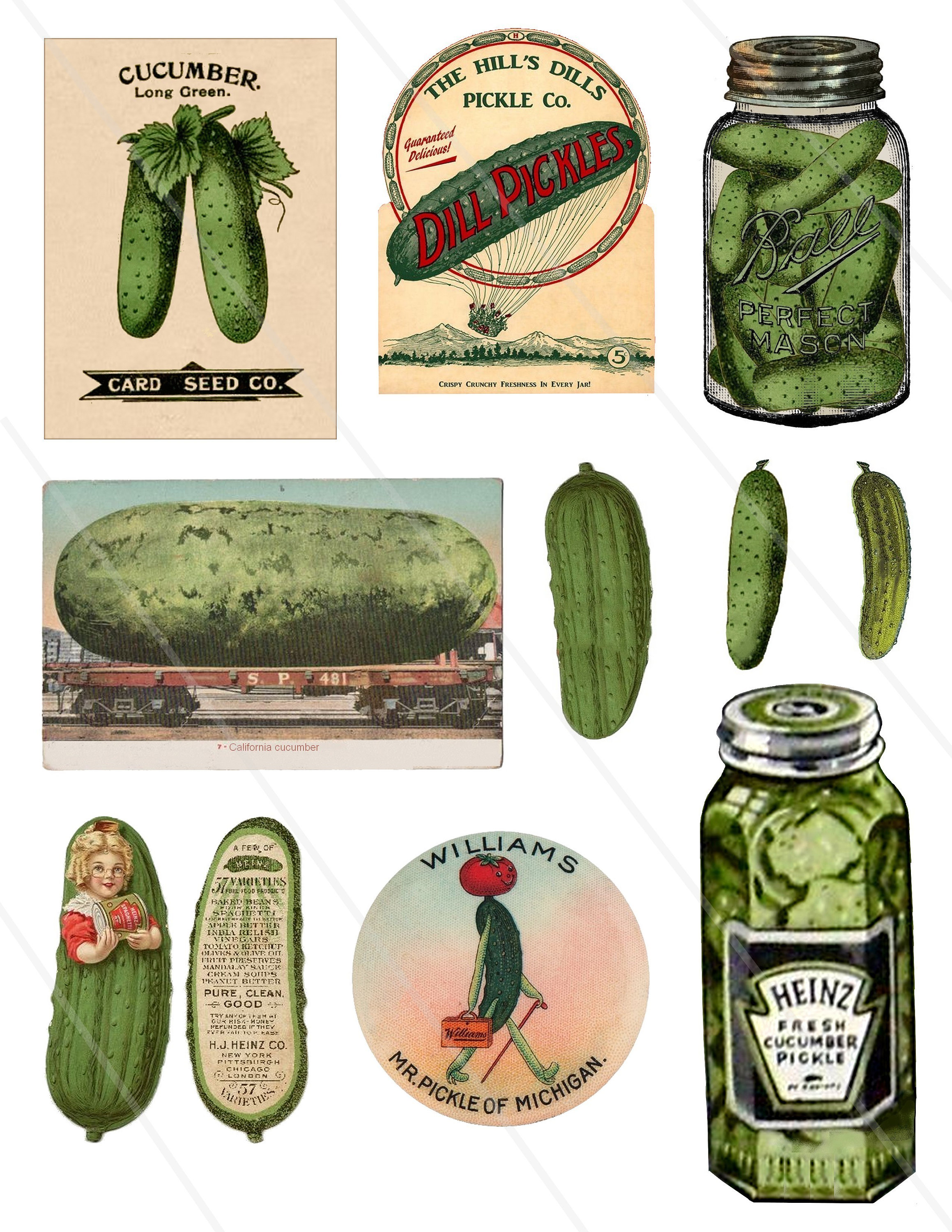Vintage Pickles Ephemera | Retro Pickle Clipart | Junk Journal ...