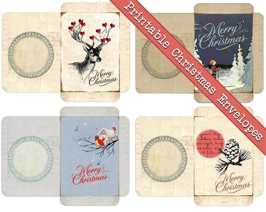 Christmas Envelopes Printable Christmas Envelopes Digital Collage Sheet ...
