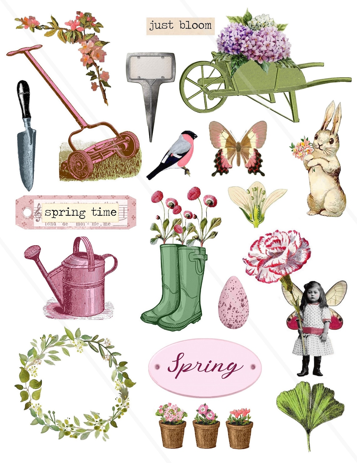 Digital Collage Sheet Gardening Garden Clip Art Spring PNG | Etsy