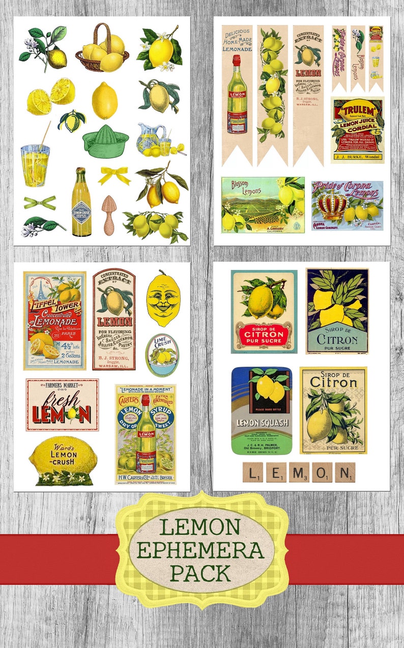 Lemon Junk Journal Ephemera – Printable Vintage Summer Garden Pack ...