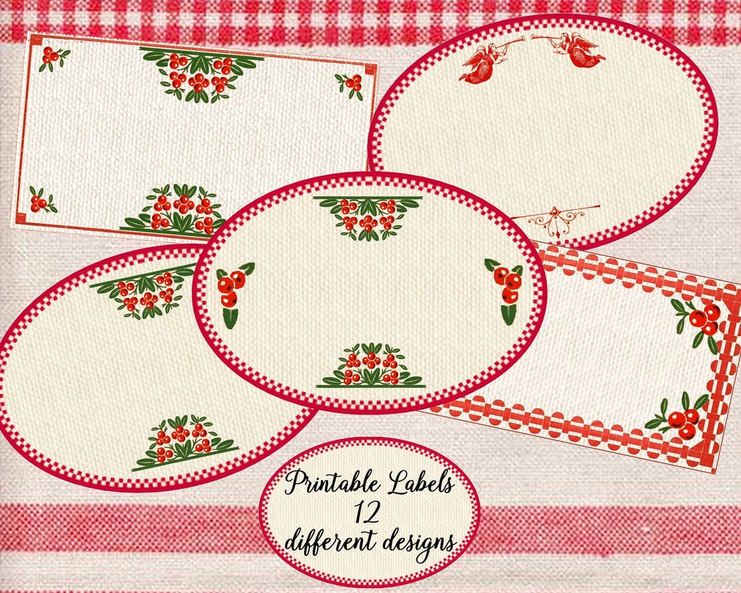 Blank Labels Printable Labels Add Text French Tea Towel Vintage ...