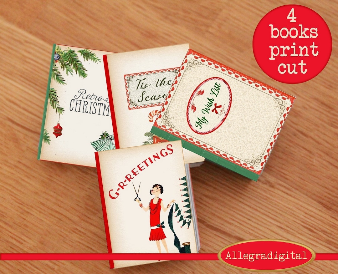 Retro Christmas Mini Books, Miniature, Junk Journal, Craft Kit, Album ...