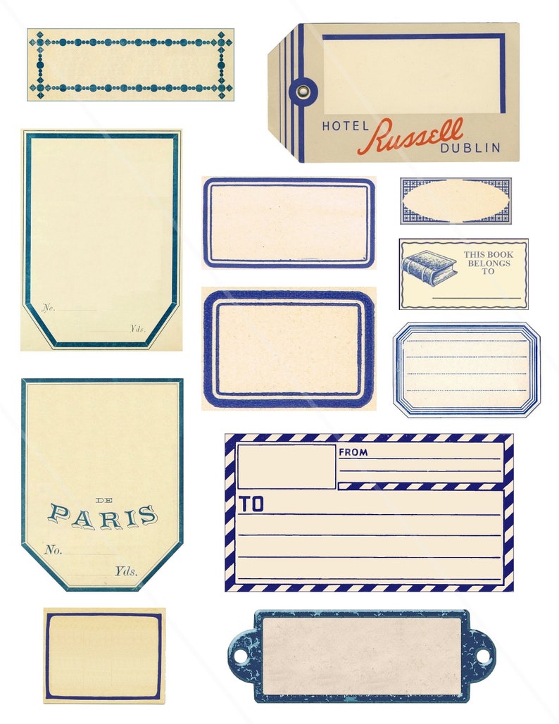 Retro Labels & Ephemera, Blank Labels, Printable Junk Journal ...
