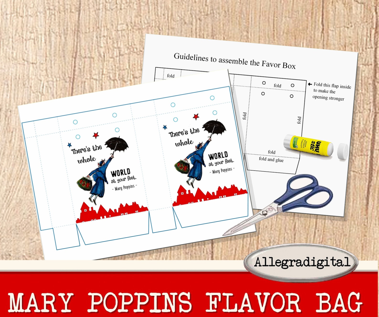 Mary Poppins Favor Bag Printable Favor Box Paper Crafting Diy Digital ...