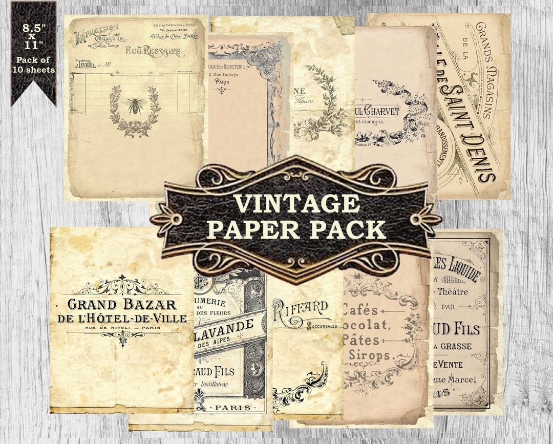 Vintage French Paper Journal, Old Paper Pack, Junk Journal Kit ...