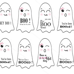 You've Been Booed Tags, Halloween Ghost Printable Pink Halloween Tags ...