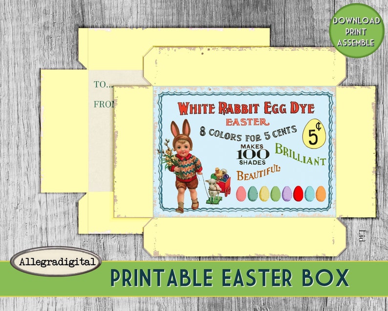 Printable Retro Easter Bunny Treats Box – Vintage Easter Gift Box Template for Spring Crafts ...