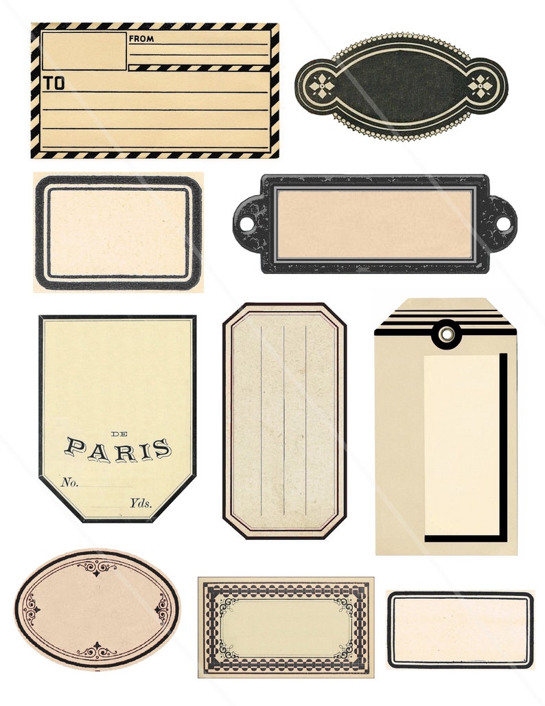 Retro Labels & Ephemera, Blank Labels, Printable Junk Journal ...