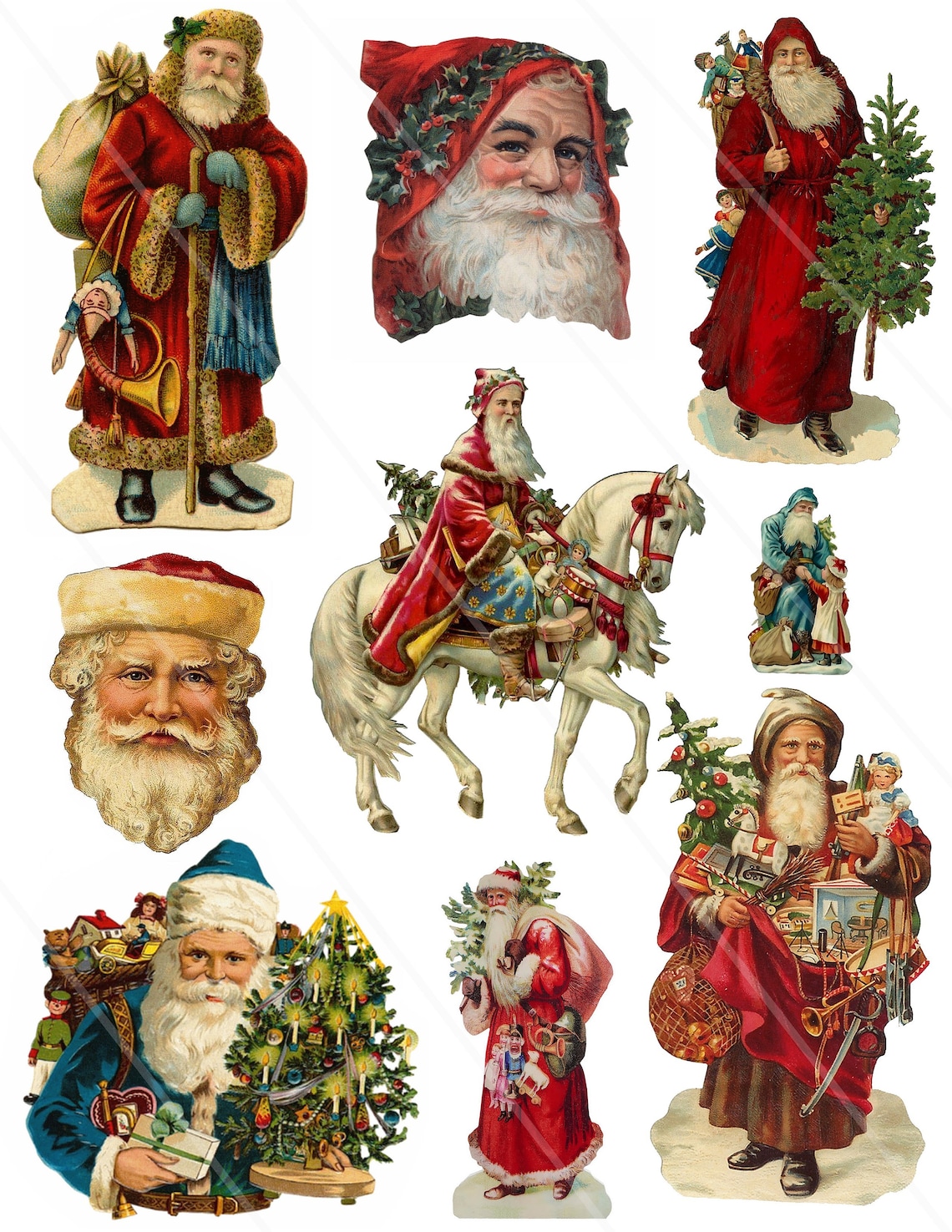 Santa Claus Vintage Clip Art Digital Collage Sheet Victorian | Etsy