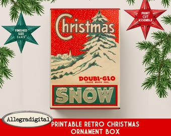 Vintage Digital Gift Box Shiny Brite Printable 5x7x1.25 Crafts, Retro ...