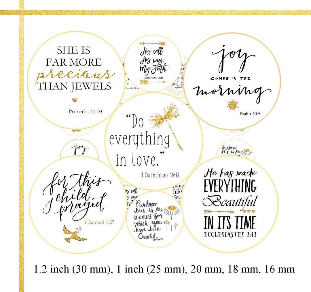 Digital Collage Sheet Circles Bible Verses 2 Inch 1.5 Inch 1.2 Inch 1 ...