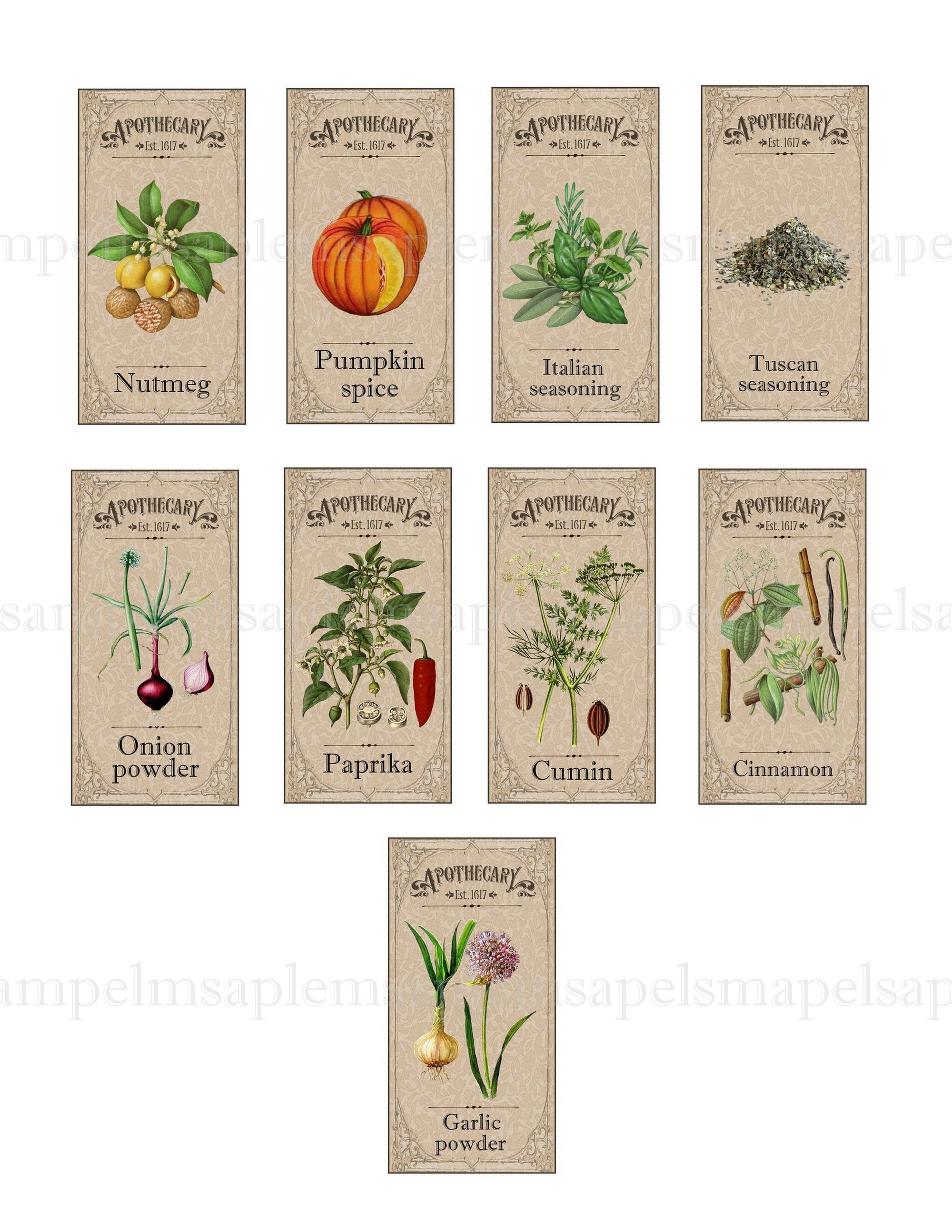 Herbal Apothecary Bottle Labels Jar Labels Tags hobby crafting | Etsy