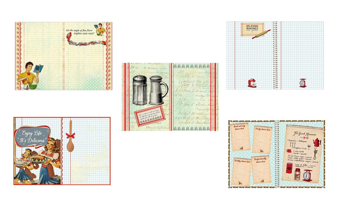Retro Cook Journal Kit – Vintage Recipe Printable Journal | DIY Retro ...
