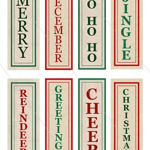 Vertical Christmas Labels, Printable Christmas Words, Printable ...