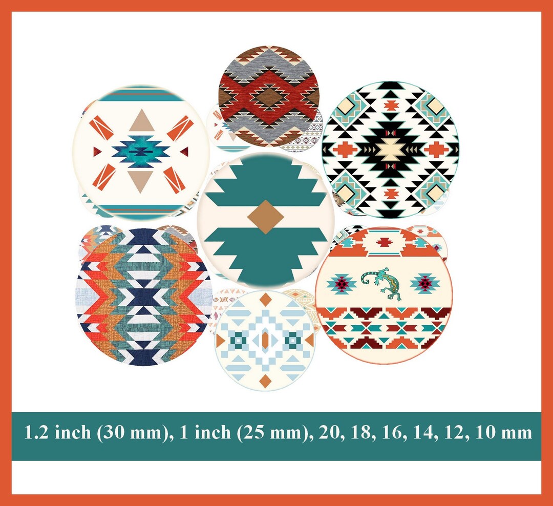 Digital Collage Sheet Circles Southwestern, Tucson Stripes, Aztec ...