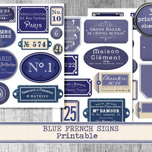 Vintage French Blue Signs and Labels – Printable Paris Street Sign ...