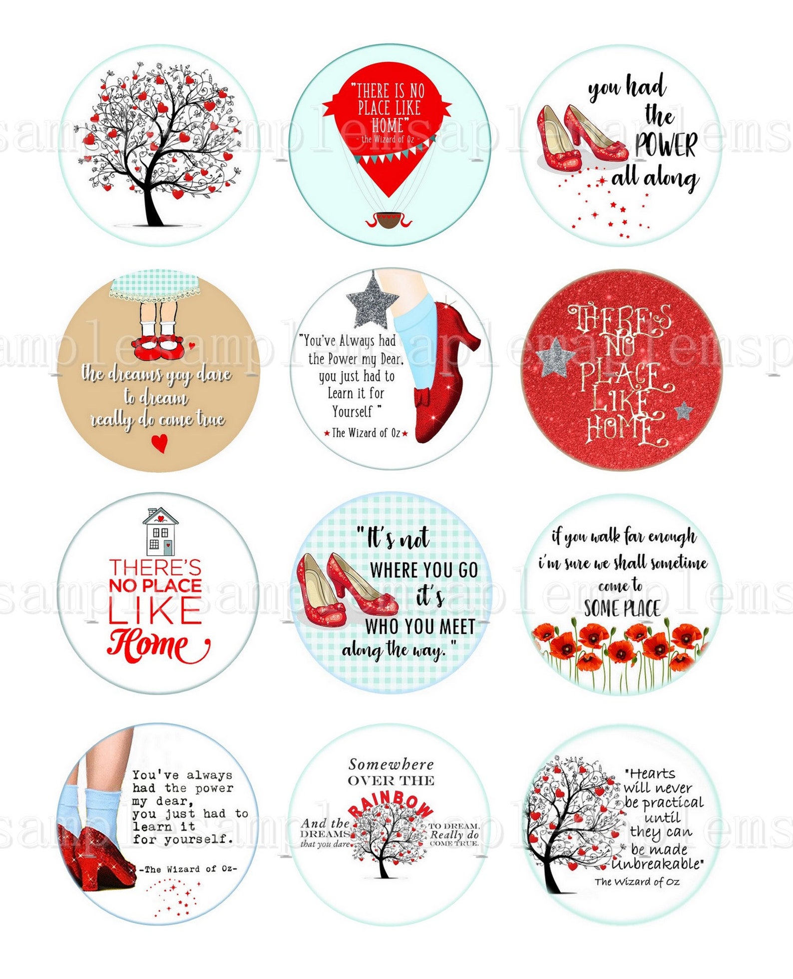 Ruby Slippers Digital Collage Sheet Circles 2 Mirror - Etsy