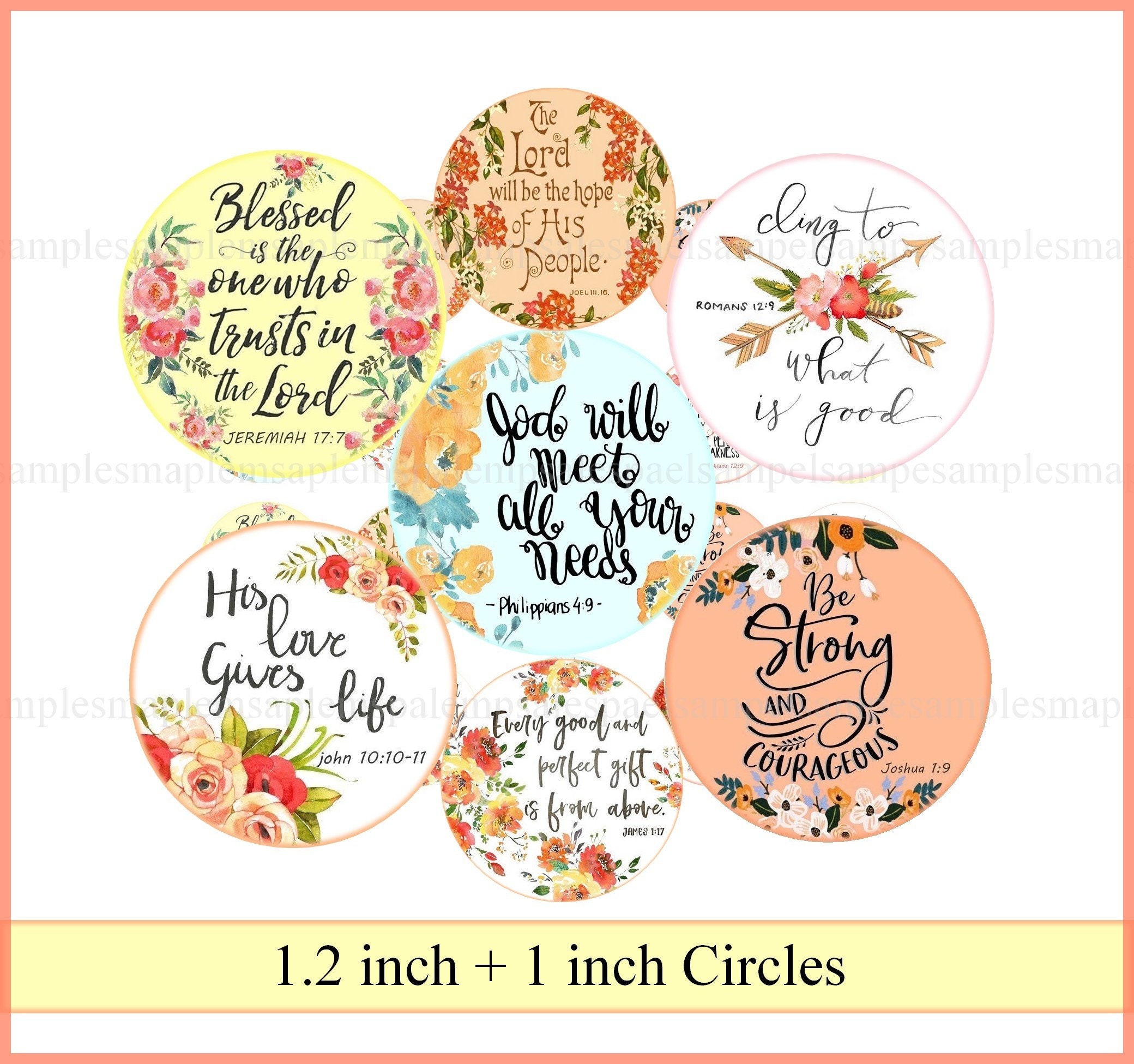 BIBLE VERSES Circles 1 1.2 Inch 25 Mm 30 Mm Printable - Etsy Canada