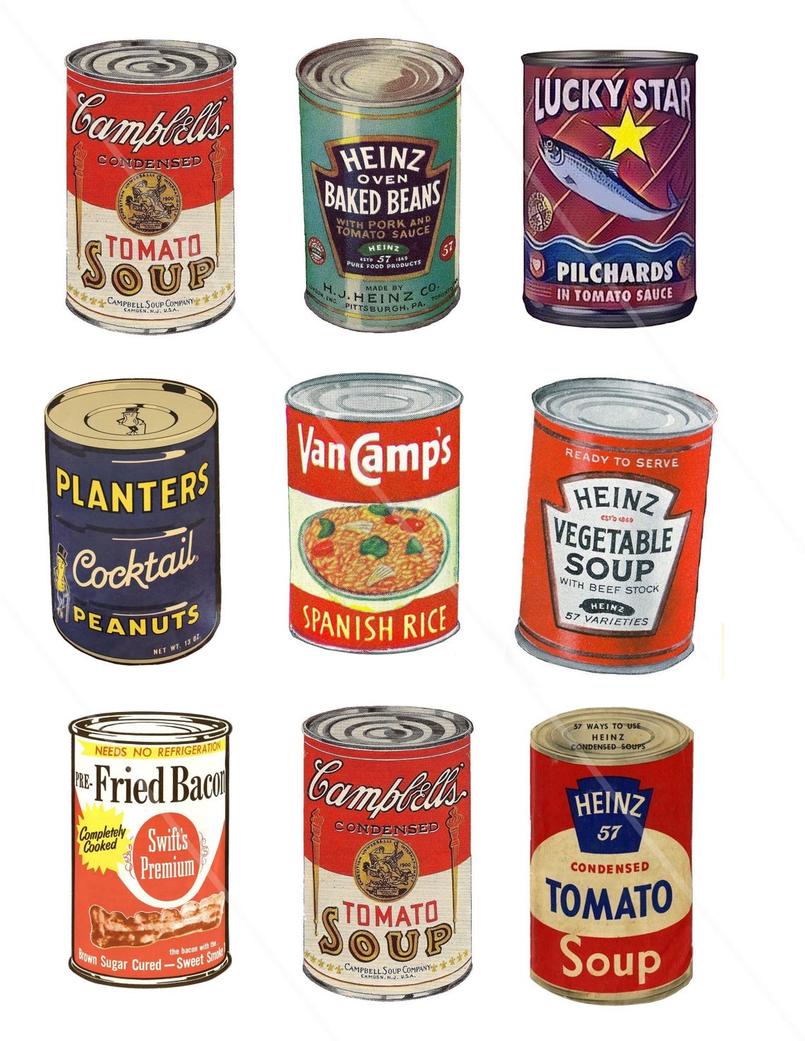 Retro Food Grocery Clipart & Collage Sheets PNG Digital Download ...
