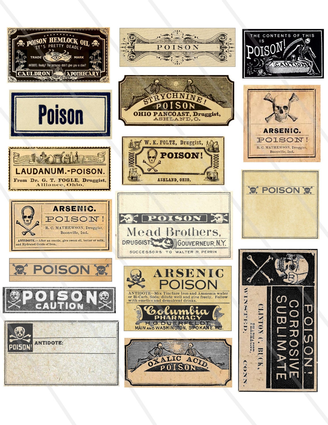 Poison Apothecary Labels – Printable Digital Collage Sheet | Instant ...