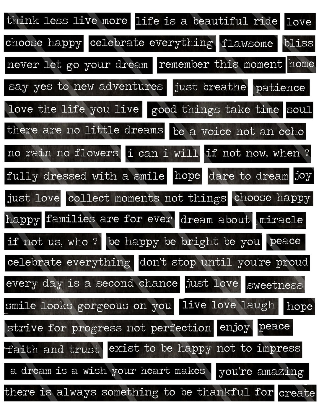 Digital Collage Sheet Words Phrases Inspirational Motivation Collage ...
