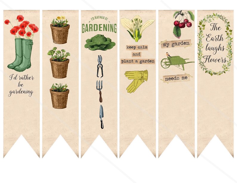 Printable Bookmarks Gardening Gardenbook Lover Digital | Etsy
