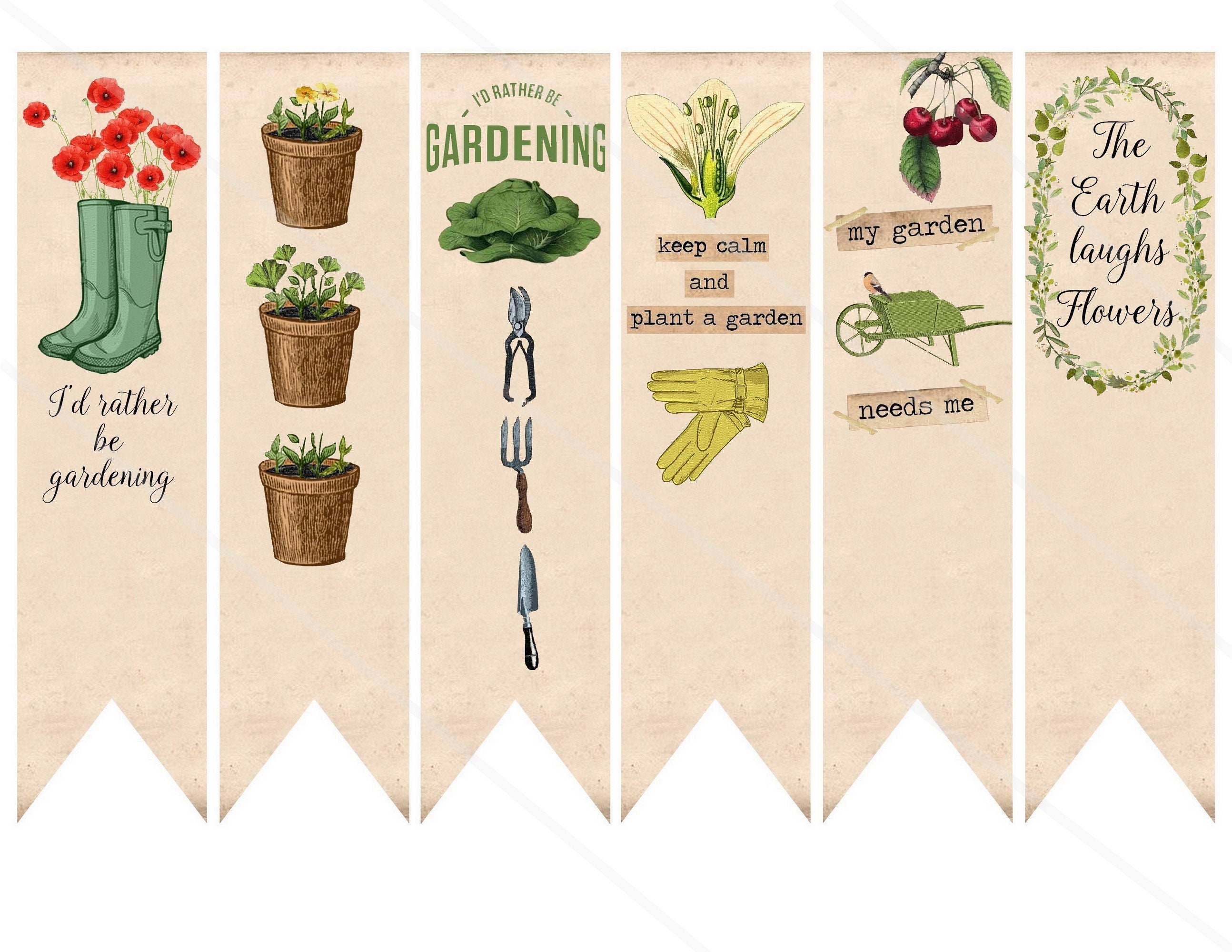 Printable Bookmarks Gardening GardenBook Lover digital | Etsy