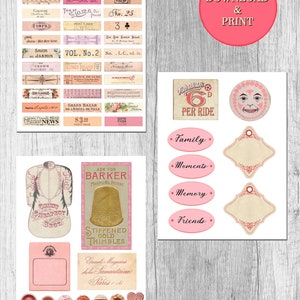 Pink Ephemera Pack Instant Download, Printable, Digital Collage, Diary ...