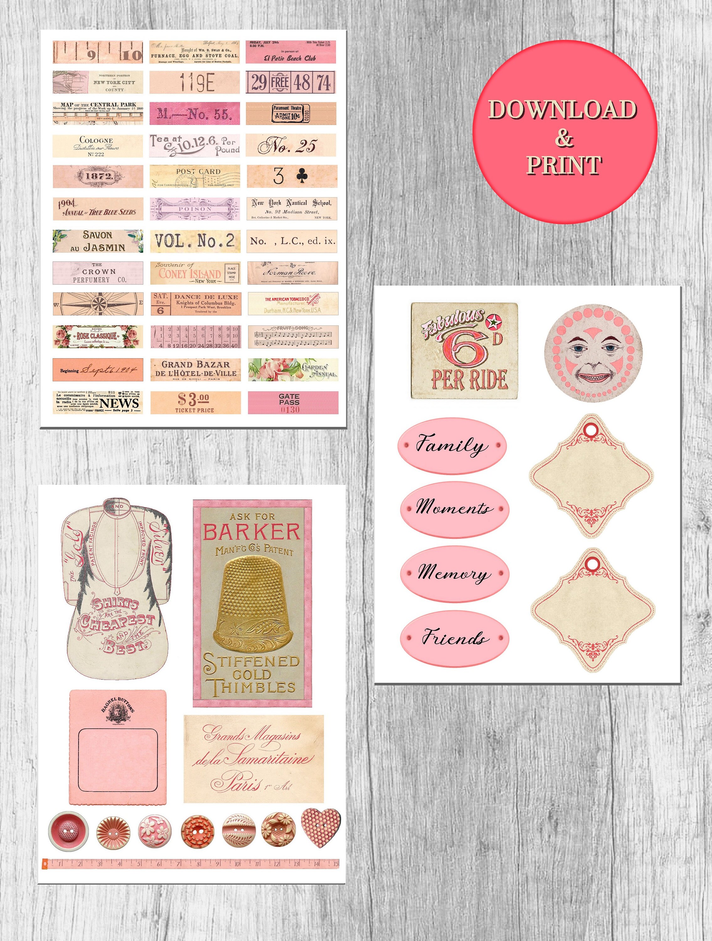 Pink Ephemera Pack Instant Download Printable Digital - Etsy