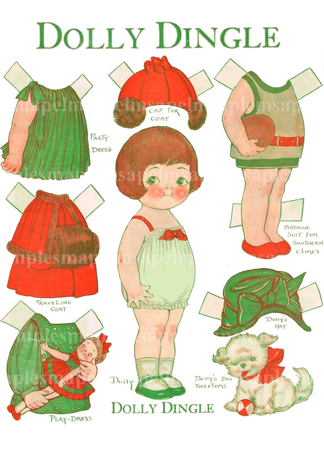 Retro Dolly Dingle Vintage Paper Doll Digital Dottie Darling Download ...