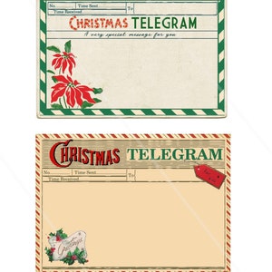 Retro Digital Christmas Telegrams, Santa Grams, Printable Christmas ...