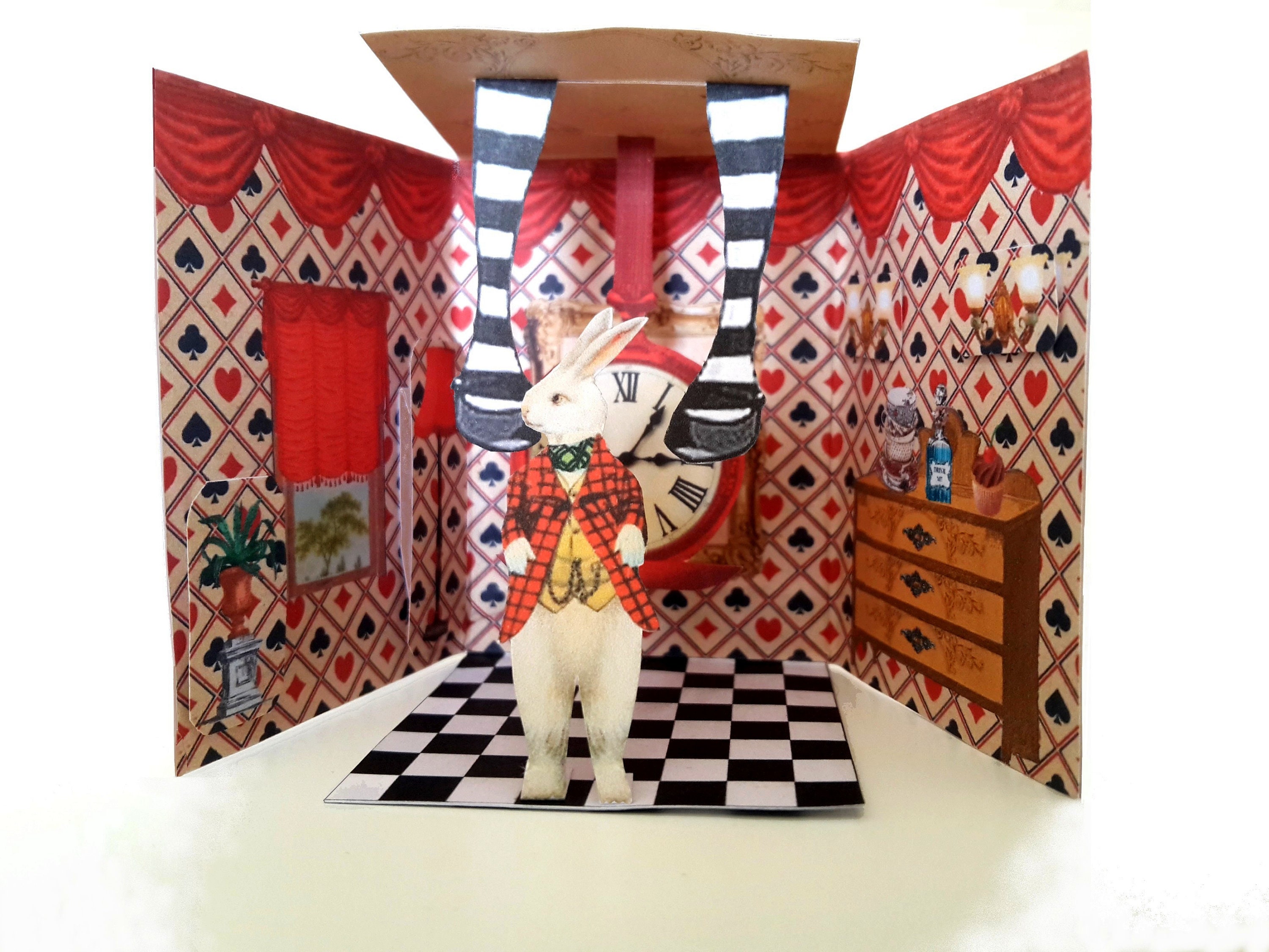 Alice in wonderland Mini Book Printable Pop Up Open Up Paper - Etsy France