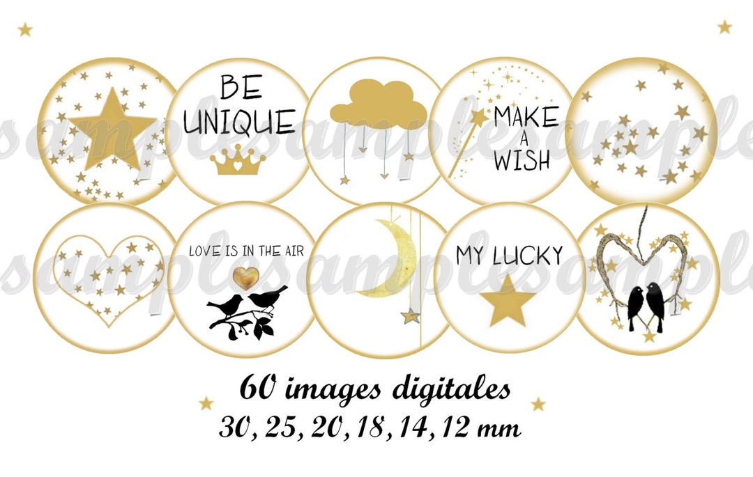 Digital Collage Sheet Circles Lucky Star Printable Download Digital ...