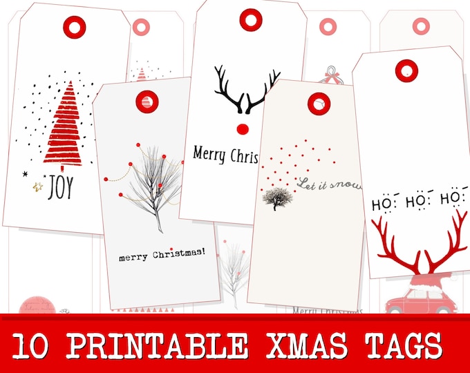 Christmas Tags Printable Gift Tags Hang Tags Journaling - Etsy