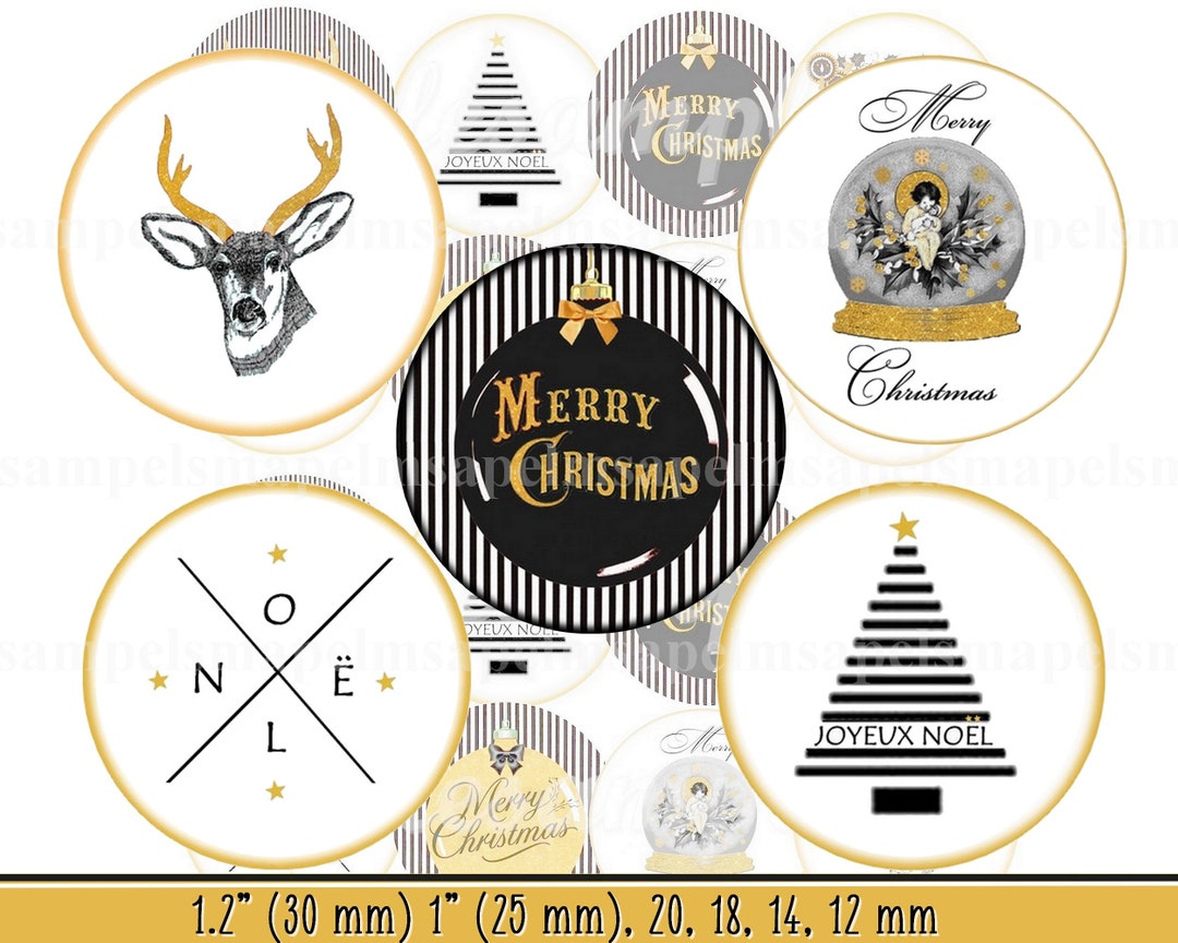 Christmas Digital Collage Sheet 1 Inch Circles Printable Download for ...