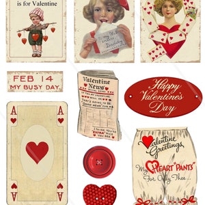Vintage Valentine's Day Digital Ephemera for Crafts, Junk Journal Love ...