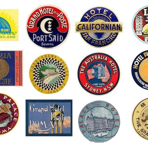 Printable Vintage Hotel Luggage Labels Digital Collage Sheet Travel ...