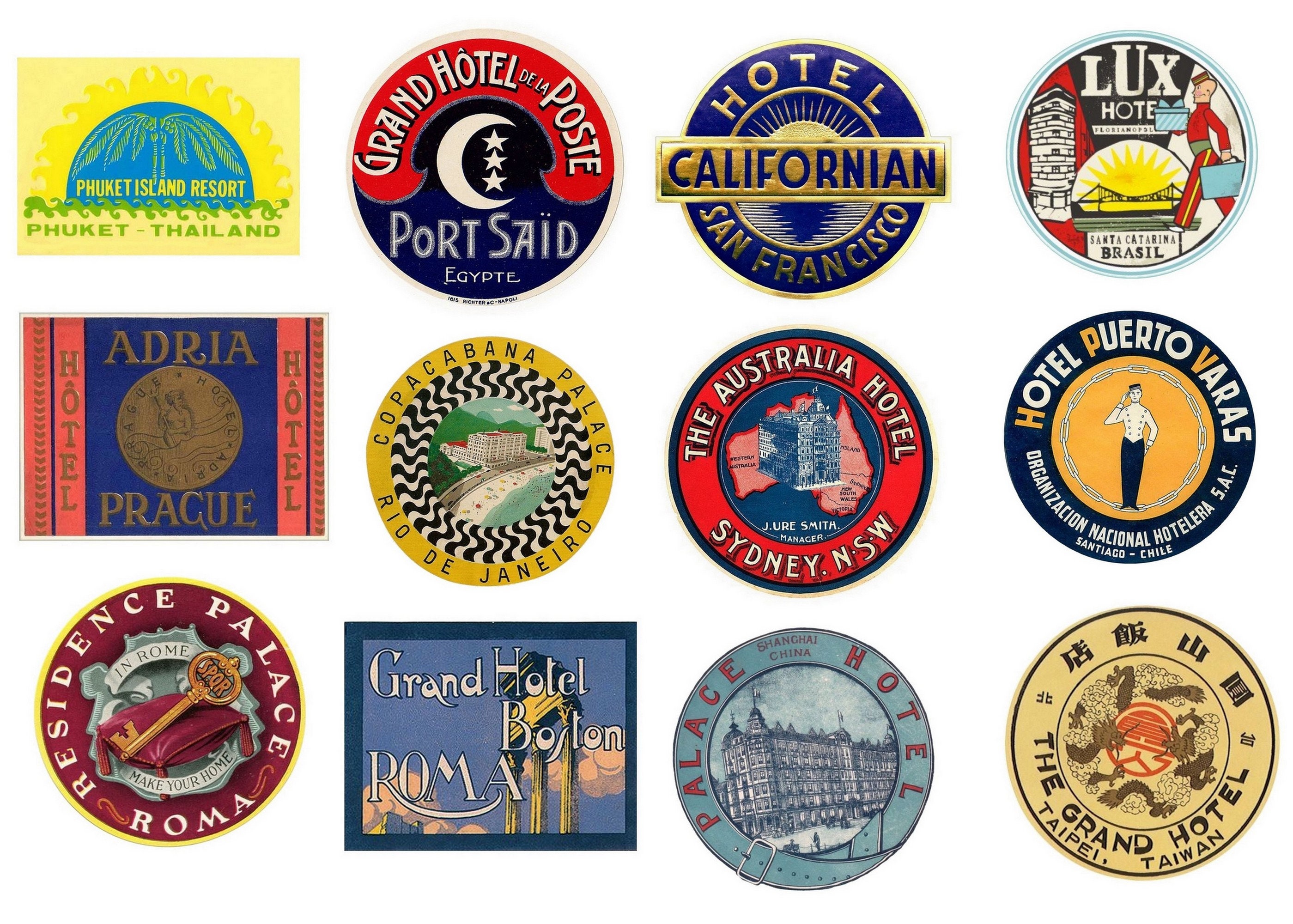 Printable Vintage Hotel Luggage Labels Digital Collage Sheet - Etsy UK