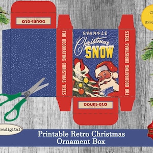 Printable Retro Christmas Ornament Box for Gifts DIY Vintage Box ...