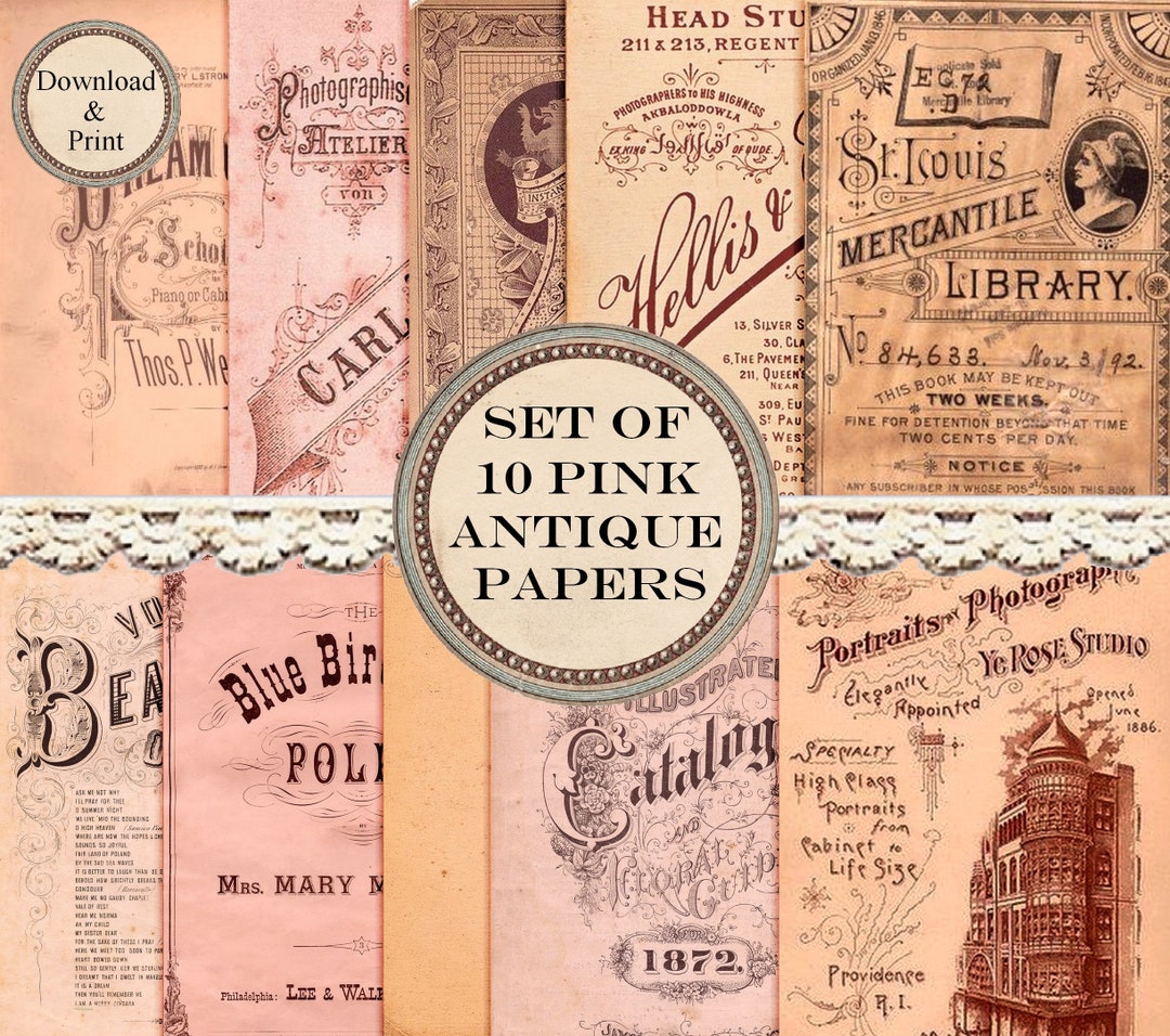 Vintage Pink Paper Pack, Journal Pages, Junk Journal Kit, Scrapbook ...