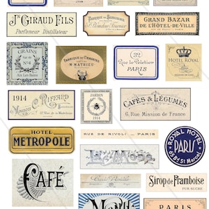 JUNK FRENCH Journal Labels Kit Printable Vintage Mini Ephemera Journal ...