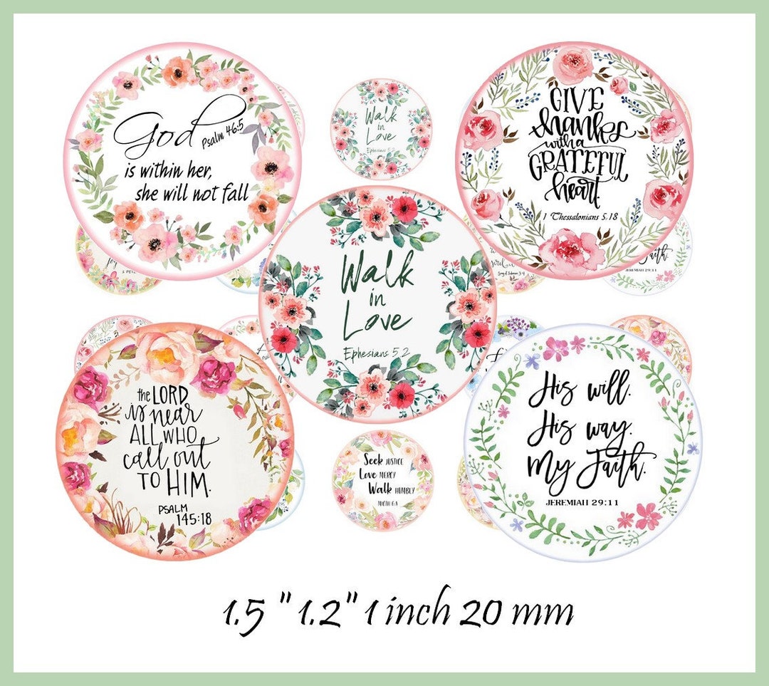 Bibles Verses Cicrles 1 + 1.2 + 1.5 Inch (20 25, 30, 38 Mm) Printable ...
