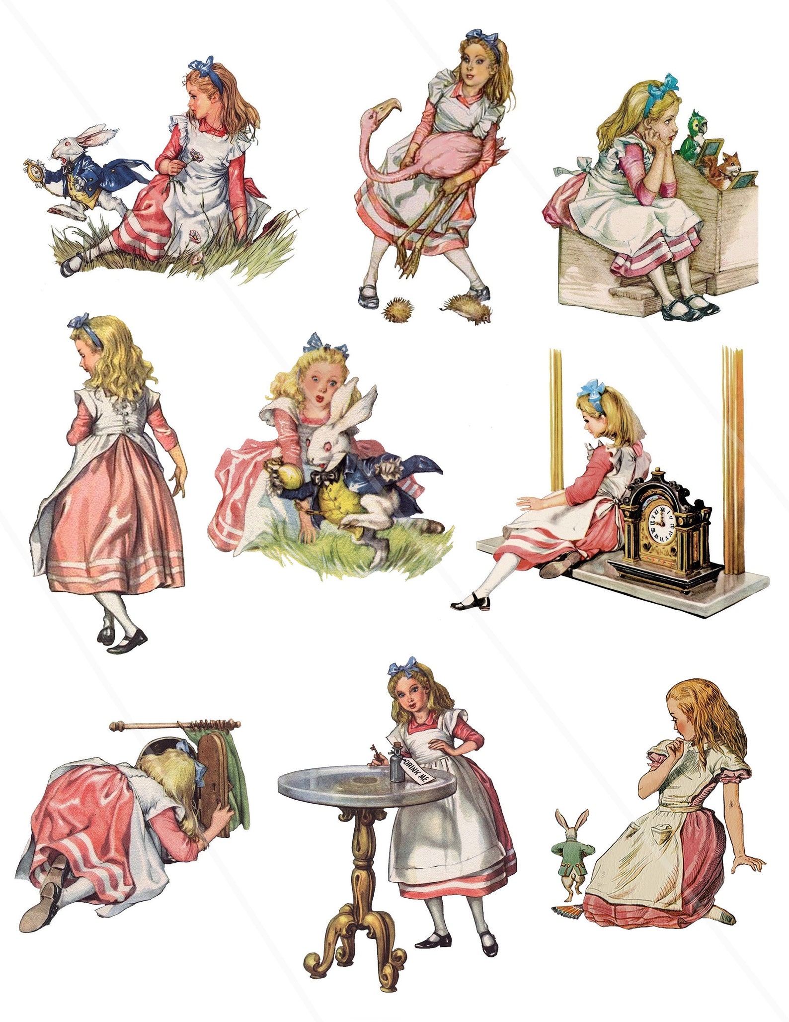 Alice in Wonderland Clipart Alice Clip Art Watercolor Mad - Etsy
