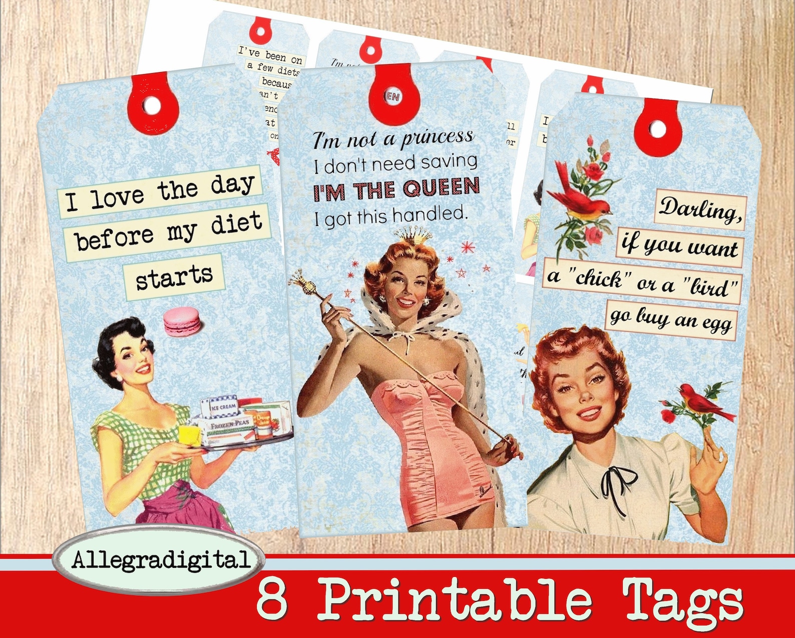 Funny Ladies Tags Printable Gift Tags Hang Tags Journaling | Etsy